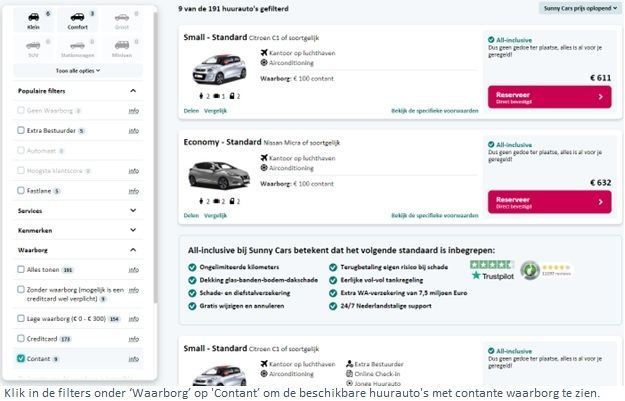 Zo werkt het betalen van een waarborg bij autohuur · Sunny Cars